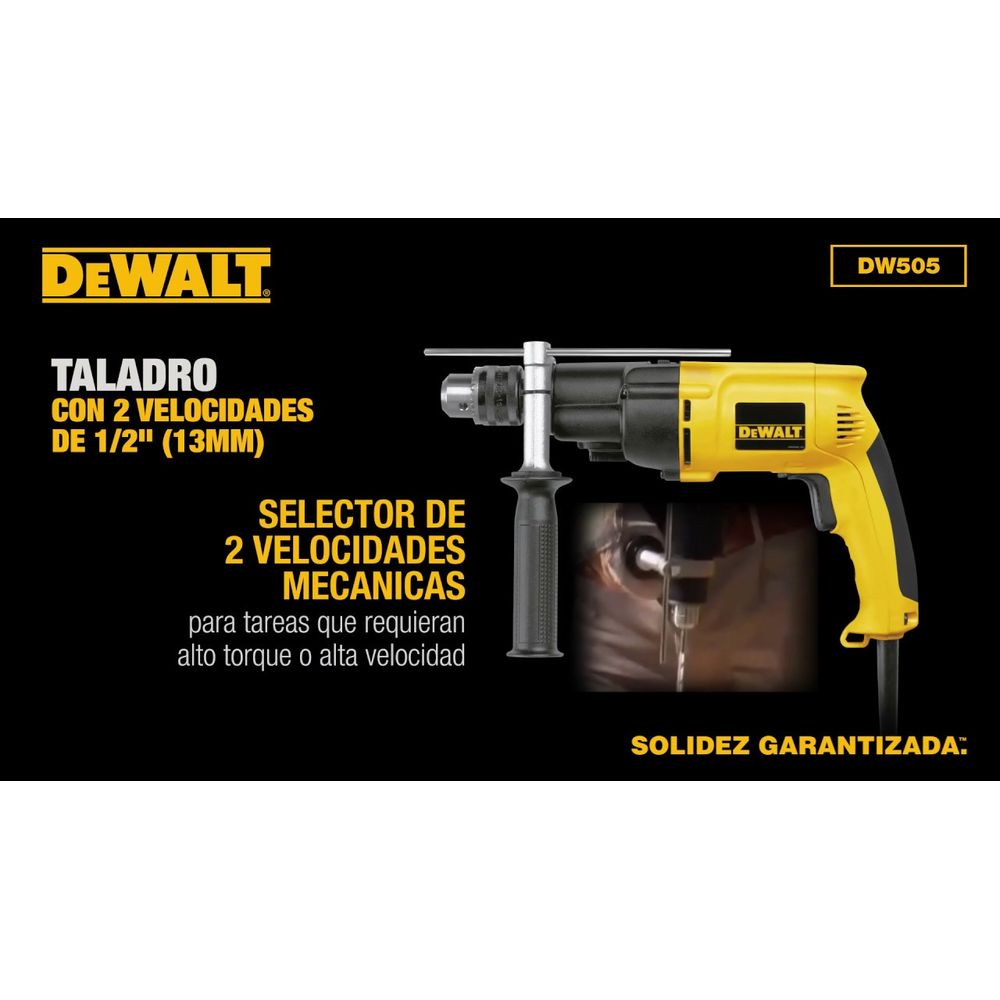 TALADRO PERCUTOR 2V.V.R 700W 1/2" (13MM) DW505 DEWALT - efcperu